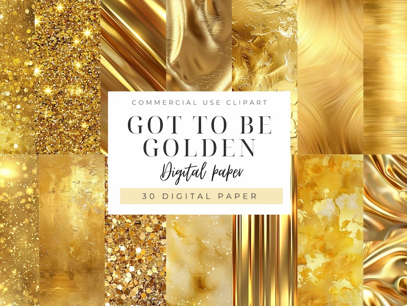 Gold Digital Paper Pack, Gold Texture Backgrounds, Seamless Gold ...