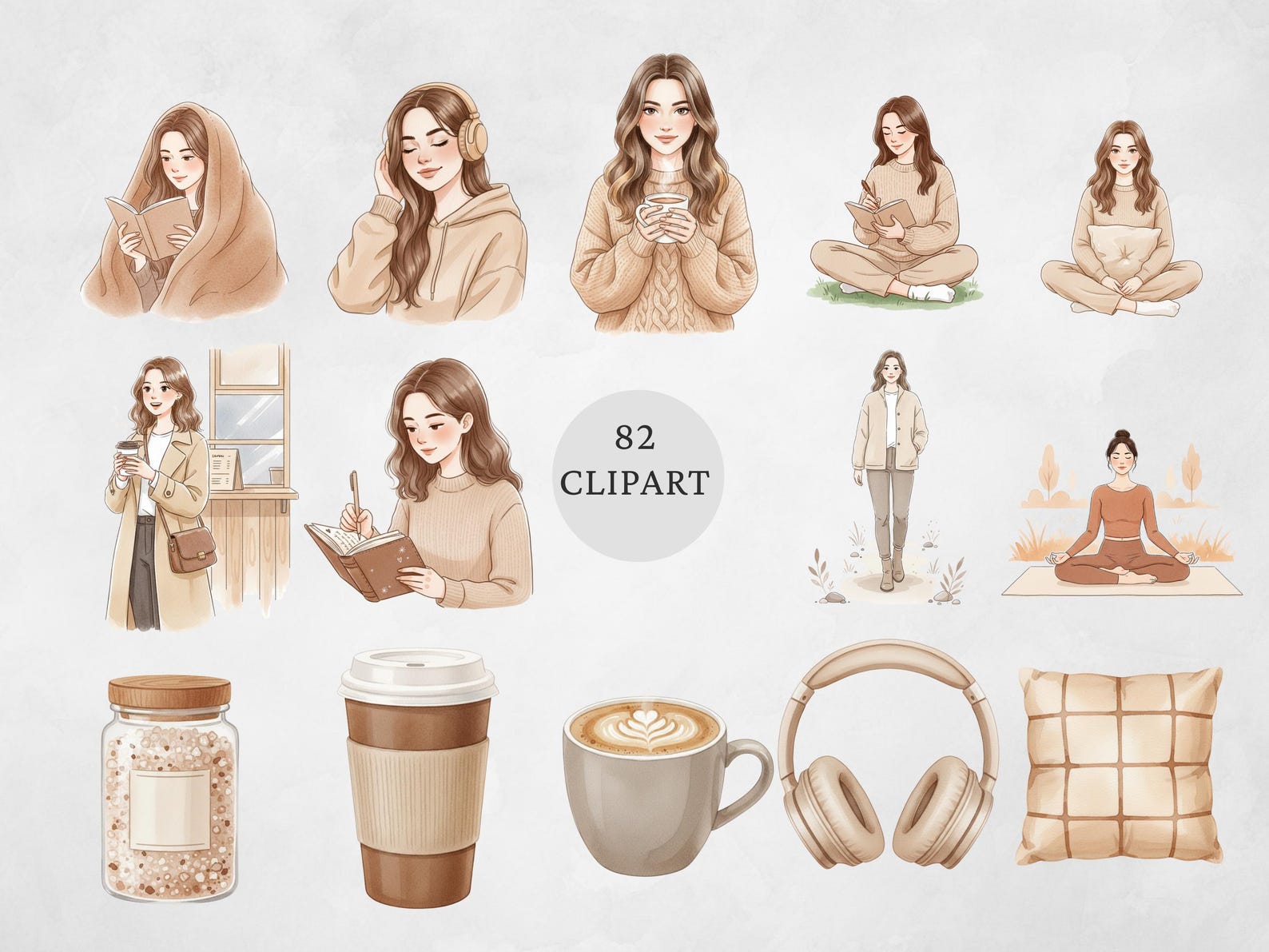 Self Care Clipart Set | Wellness Aesthetic PNG, Spa Day Illustrations ...