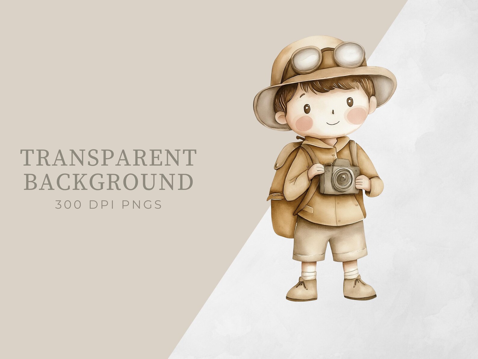 Kid Explorer Watercolor Clipart Pack Cute Kids Camping Gear and Nature ...