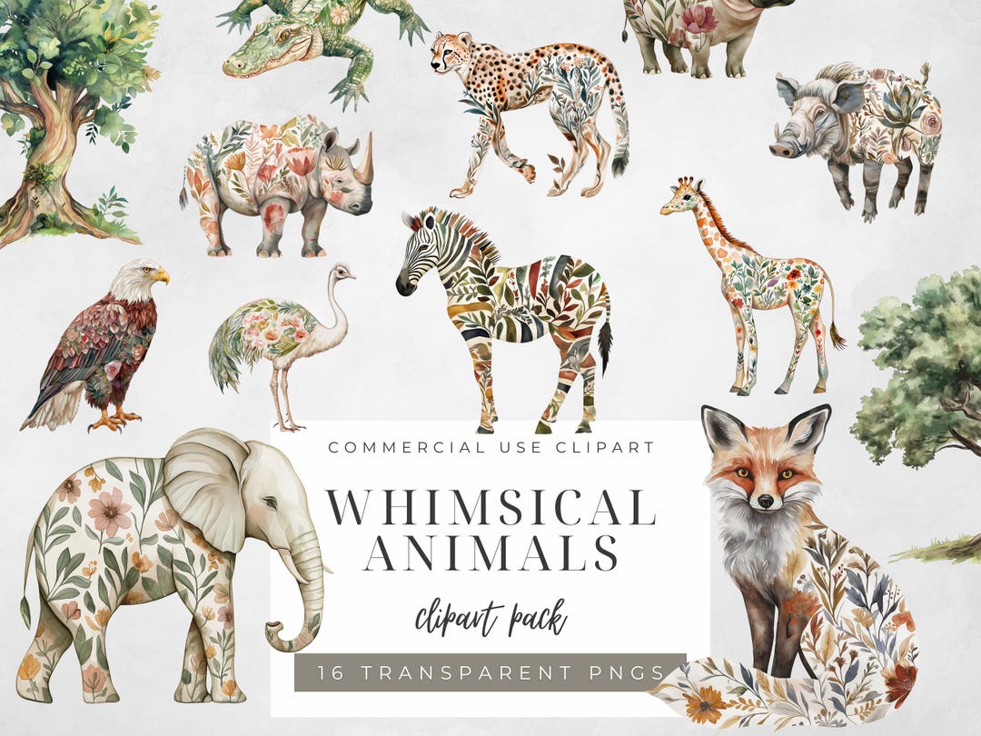 Safari Animals Clipart Whimsical Animals PNG Animals Clipart Animals ...