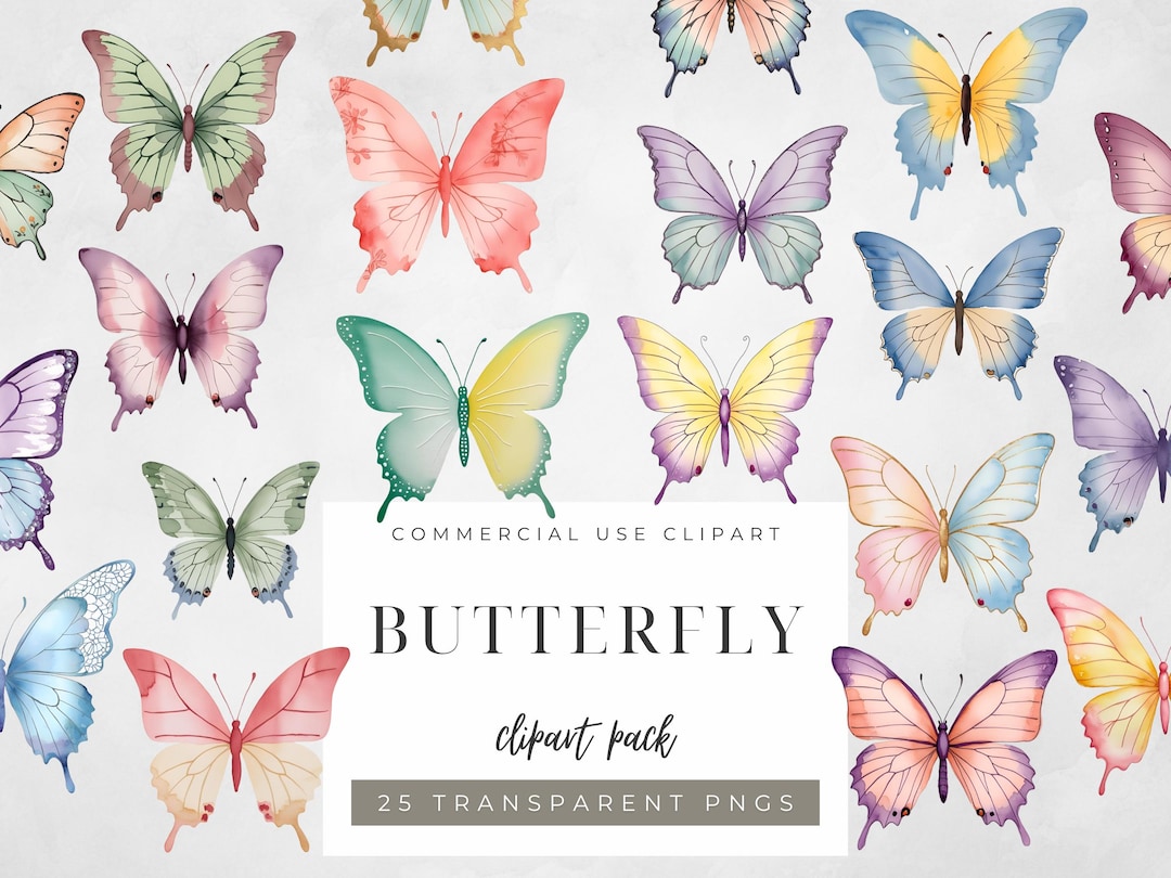 Watercolor Pastel Butterfly Clipart Butterfly Illustrations for DIY and ...