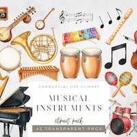 Musical Instruments Clipart | Music Bundle | Guitar | Violin | Drums ...
