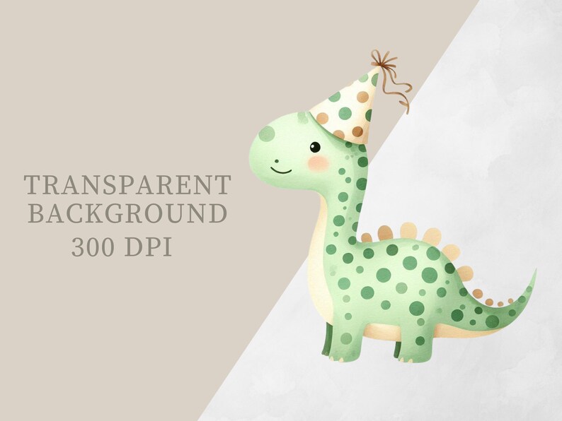 Dinosaur With Party Hat Clipart Cute Dino Watercolor Illustrations Baby ...