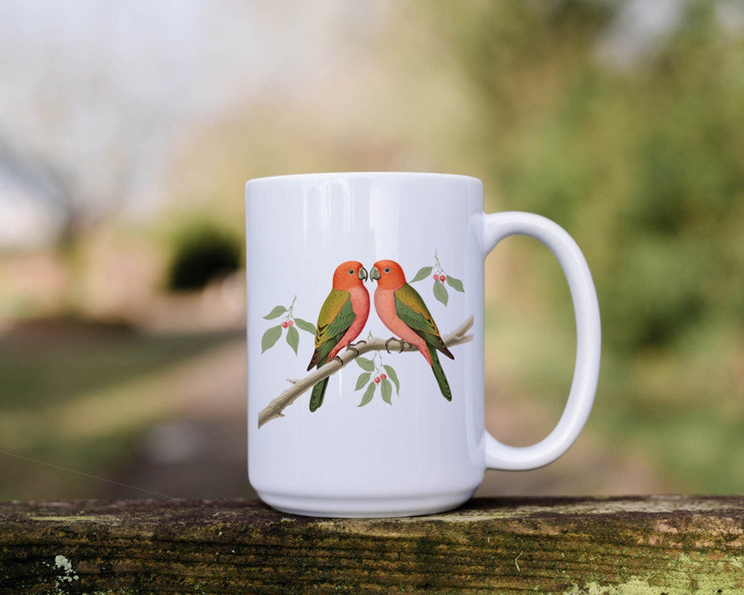 Rosy Faced Lovebirds,bird Mug,bird Cup,exotic Bird Lover Gift ...