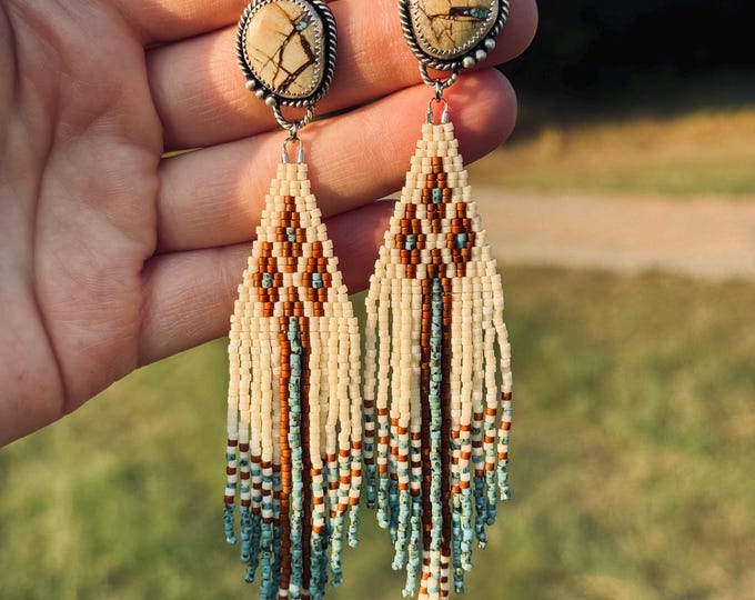 Extra Long Vintage Loom Beaded Earrings Dangle to Approx 6.5 ...