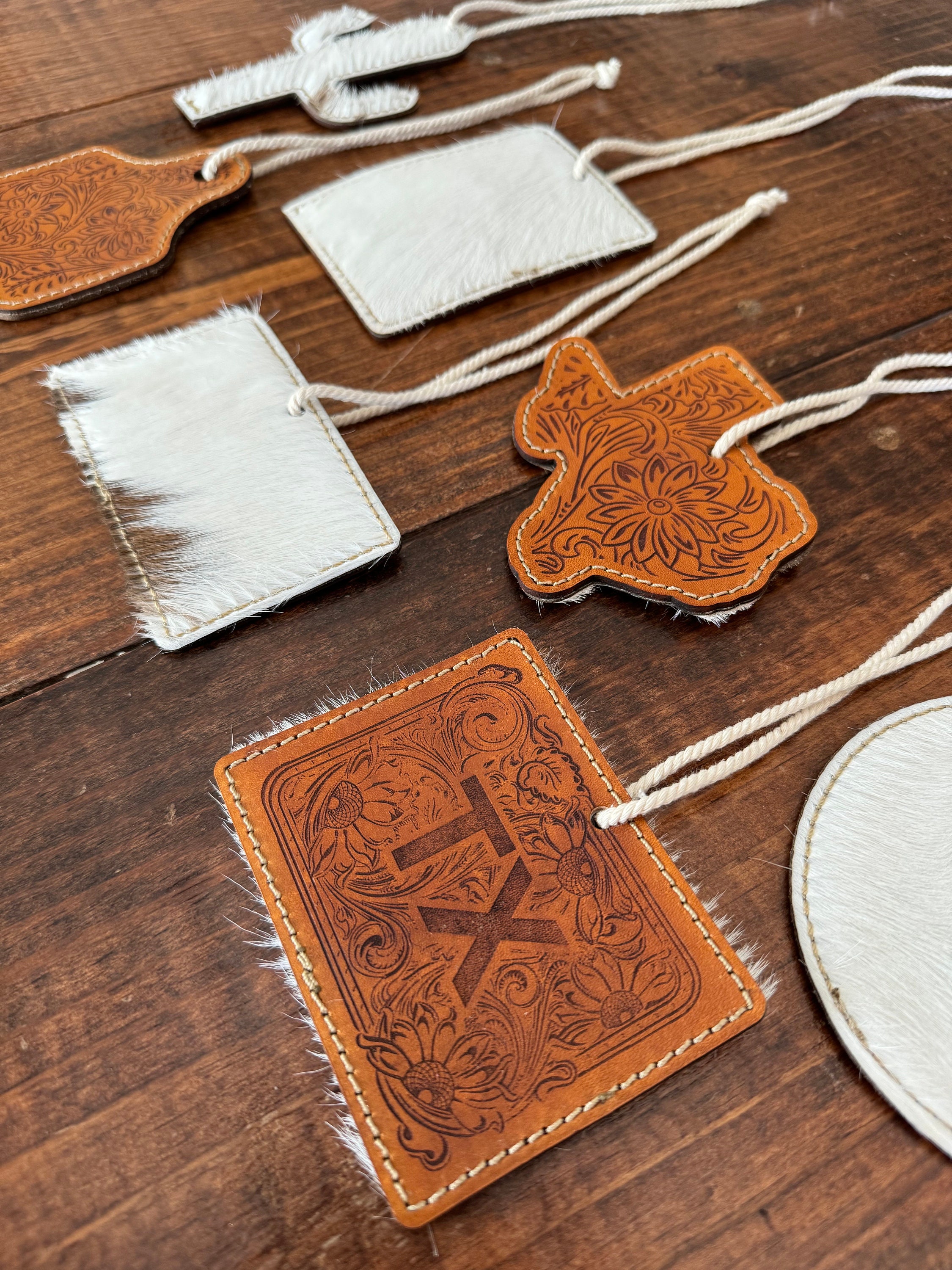 Tooled Cattle Tag Leather Freshie | Cattle Tag | Leather Car Charm ...