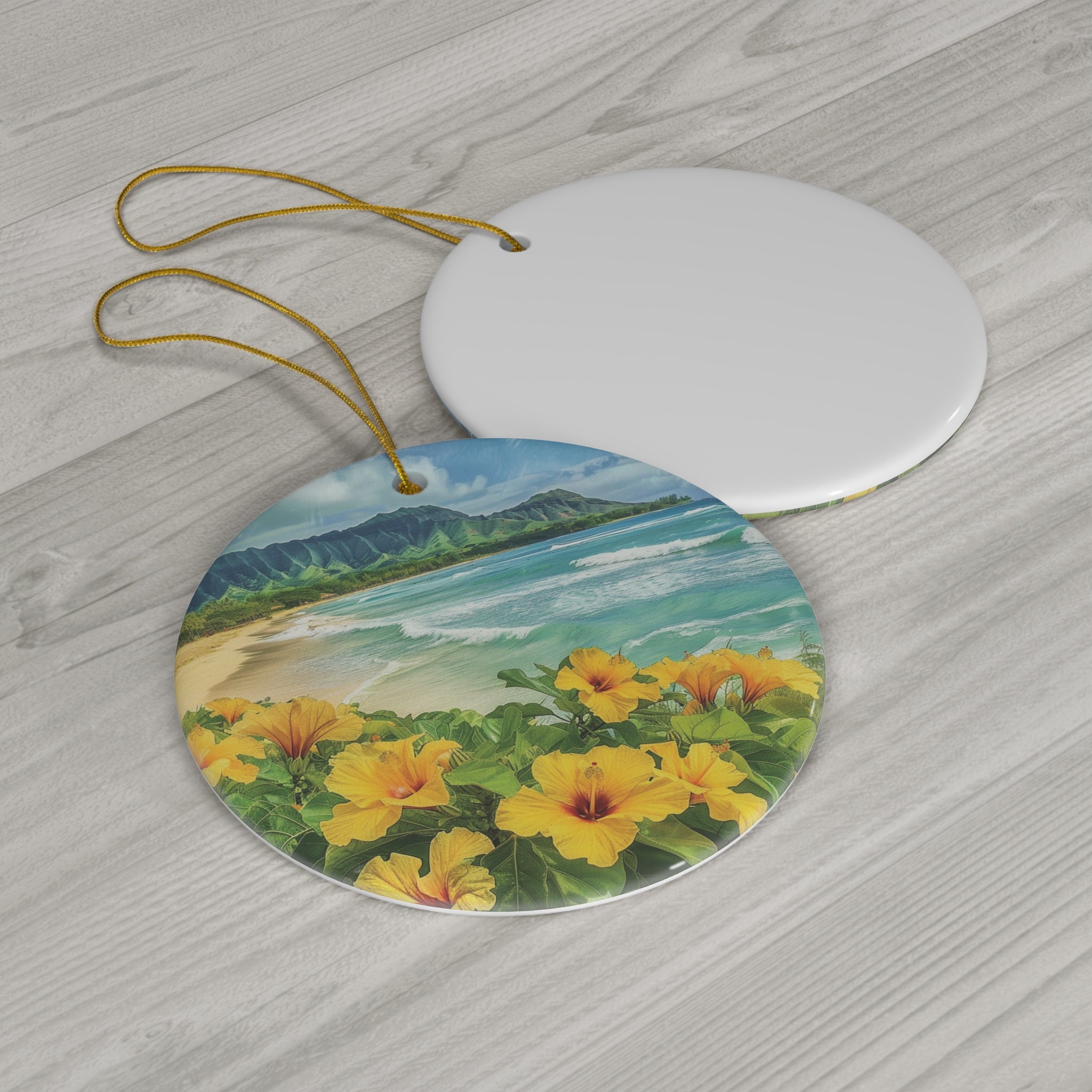 Hawaii State Flower-yellow Hibiscus and a Hawaii Beach-perfect for ...