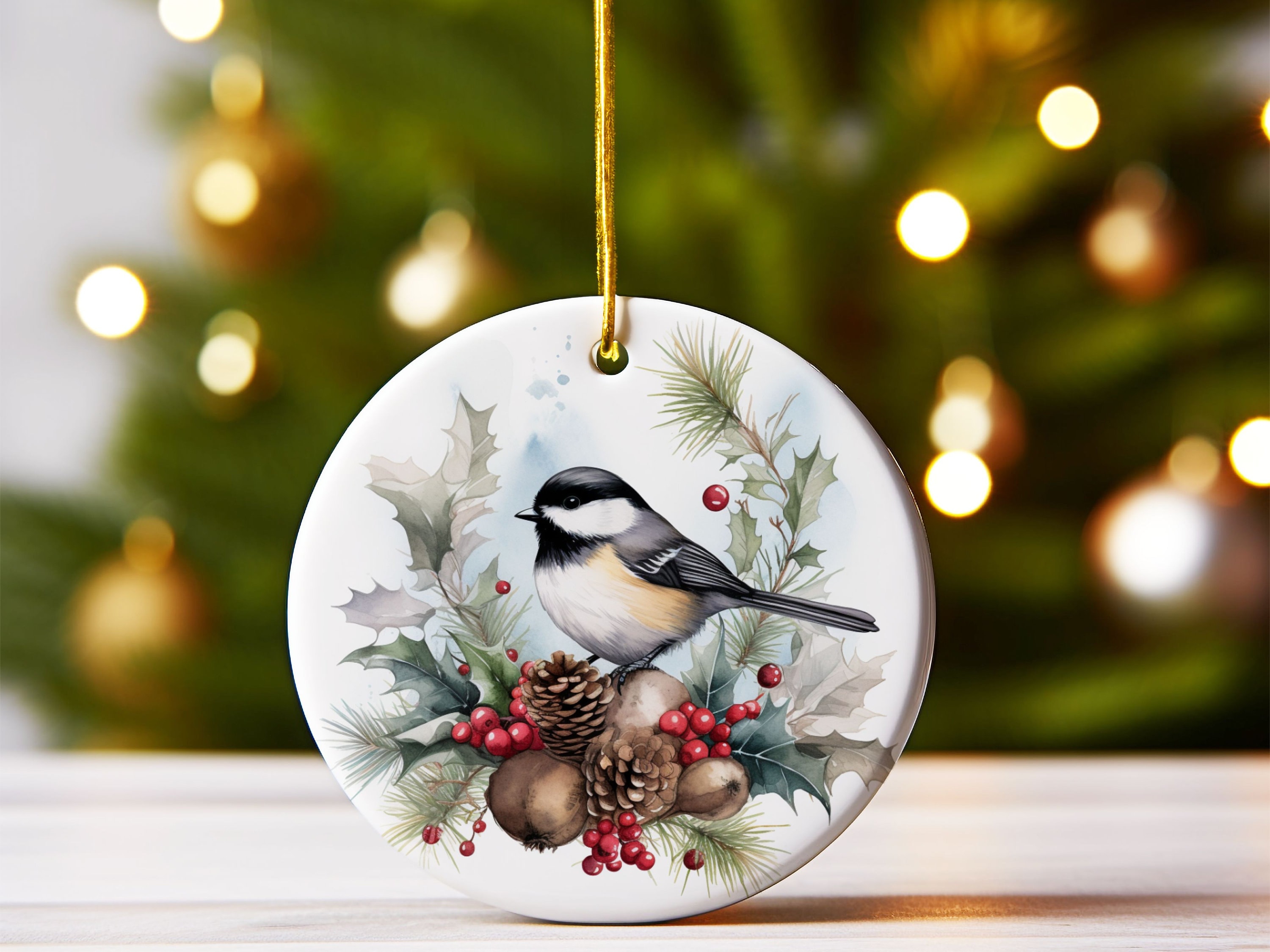 Black-capped Chickadee-massachusetts State Bird Christmas Ornament ...