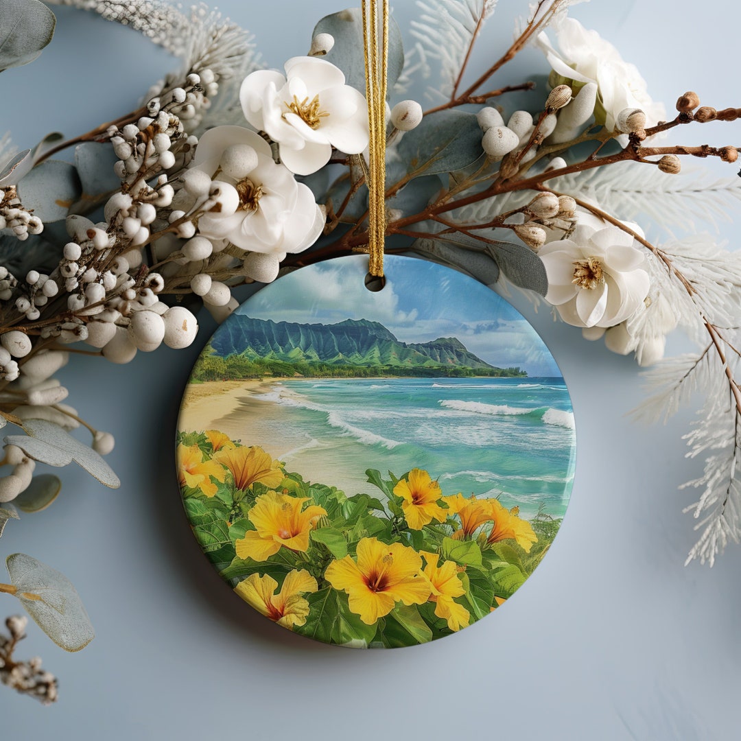 Hawaii State Flower-yellow Hibiscus and a Hawaii Beach-perfect for ...