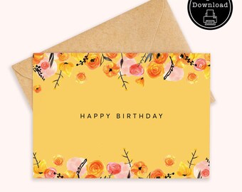 Printable Happy Birthday Card One Yellow Bow - Etsy