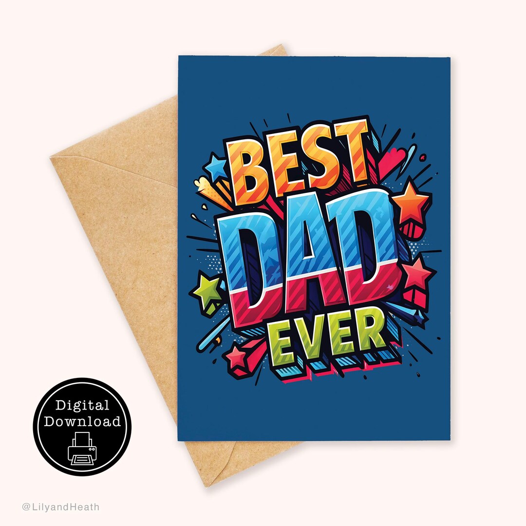 Best Dad Ever Text Card - Etsy