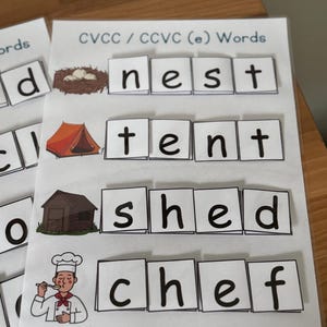 Children’s CVCC / CCVC Phonics Word Match Activity / Early Reading / Re ...
