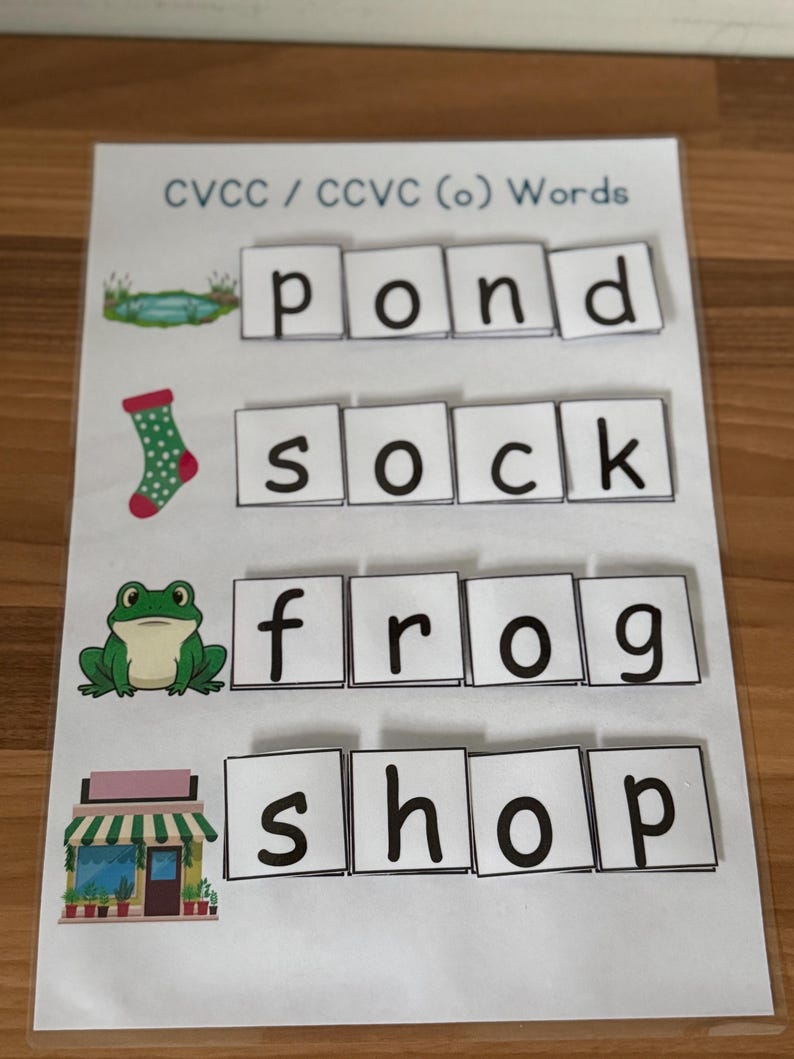 Children’s CVCC / CCVC Phonics Word Match Activity / Early Reading / Re ...