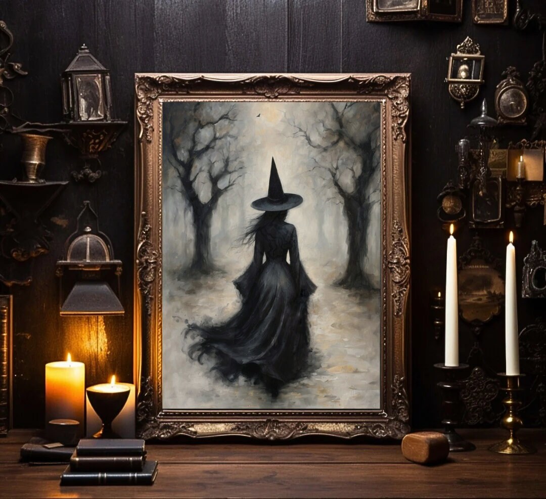 WITCH in the Haunted Forest | Halloween | Witchcraft Pagan Painting ...