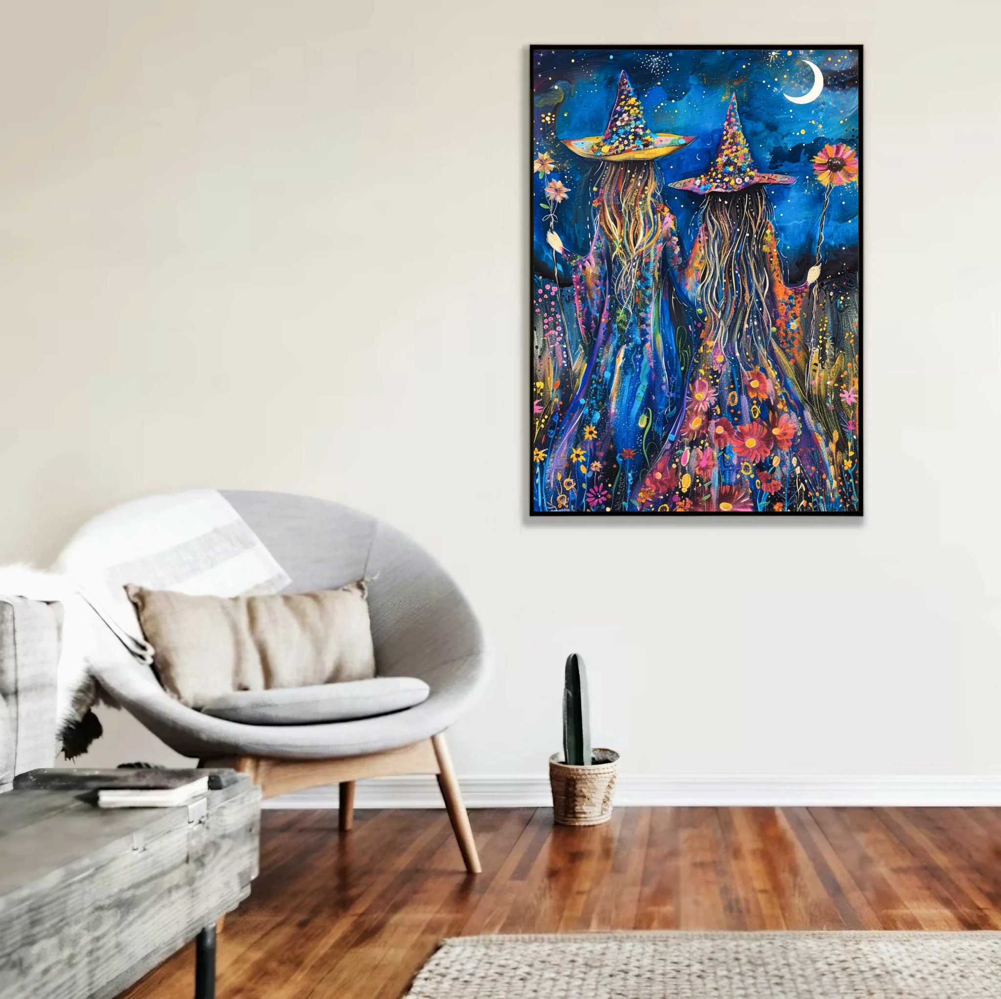 Boho Hippy Best Friend WITCHES | Halloween | Witchcraft Painting ...