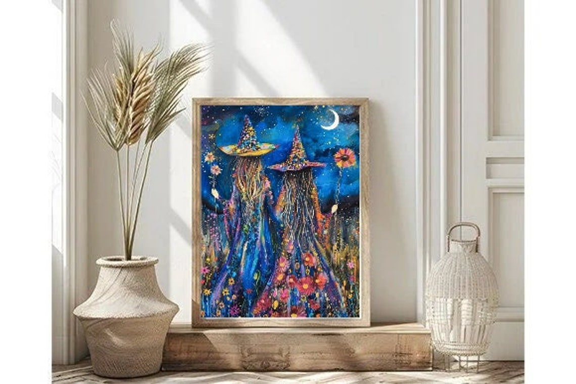 Boho Hippy Best Friend WITCHES | Halloween | Witchcraft Painting ...