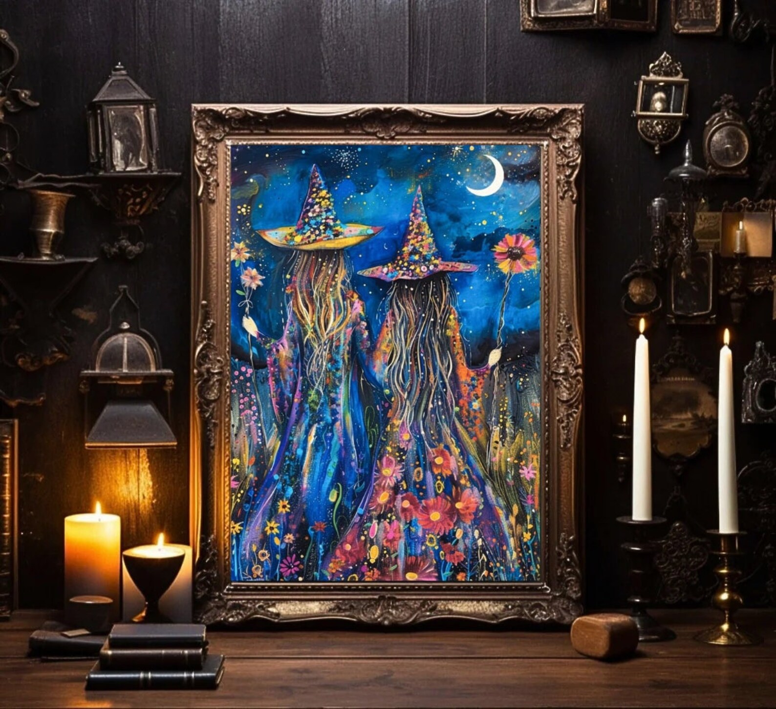 Boho Hippy Best Friend WITCHES | Halloween | Witchcraft Painting ...