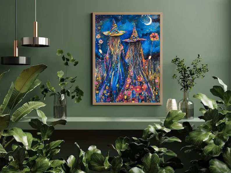 Boho Hippy Best Friend WITCHES | Halloween | Witchcraft Painting ...