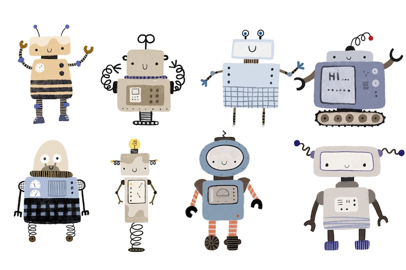 Cartoon Robots. Robot Png Boy Clipart Sublimation Digital - Etsy