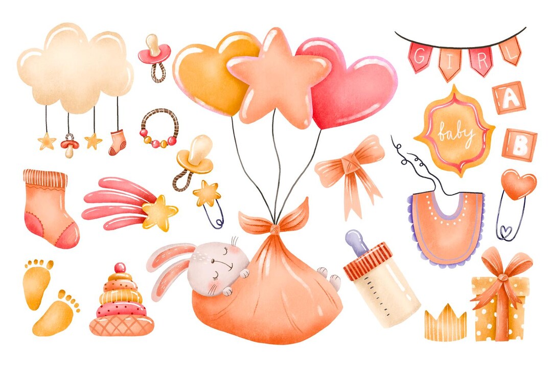 Baby Newborn Girl Accessories. It’s a Girl Things. Set of Cute Things ...