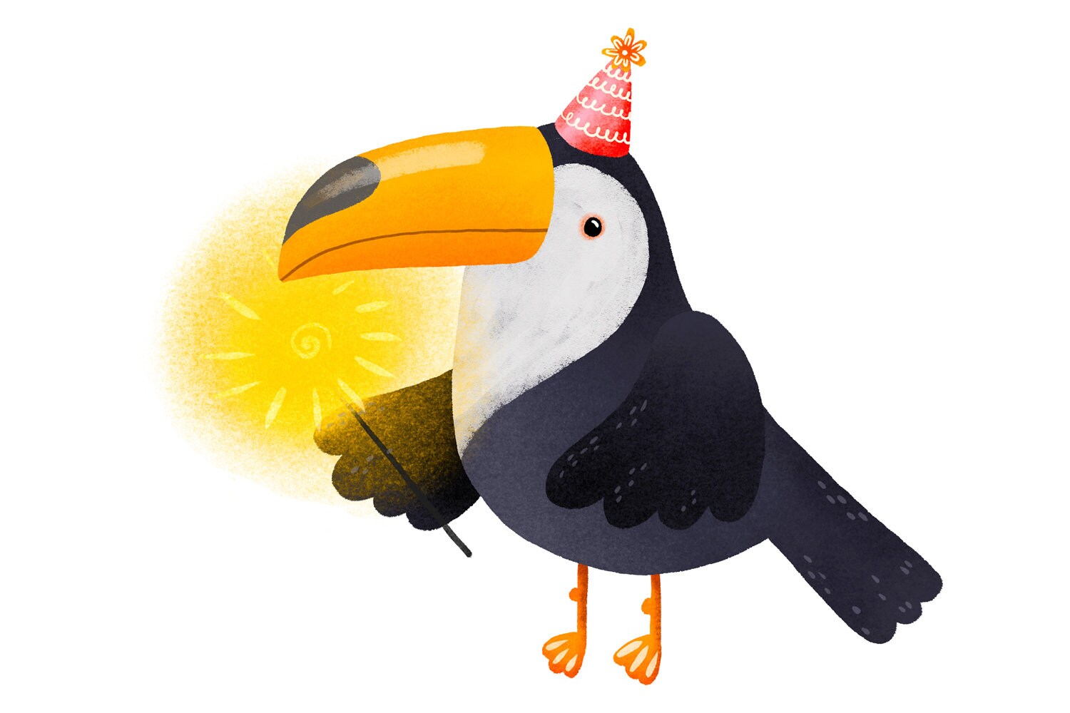 TOUCAN HAPPY BIRTHDAY. Birthday Png Cartoon Illustration on Isolated ...
