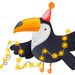 TOUCAN HAPPY BIRTHDAY. Birthday Png Cartoon Illustration on Isolated ...