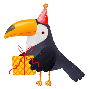 TOUCAN HAPPY BIRTHDAY. Birthday Png Cartoon Illustration on Isolated ...