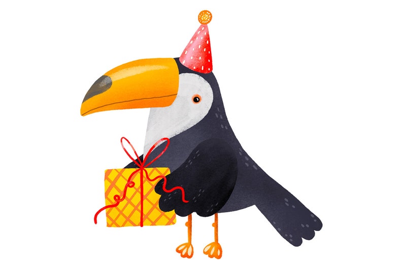 TOUCAN HAPPY BIRTHDAY. Birthday Png Cartoon Illustration on Isolated ...