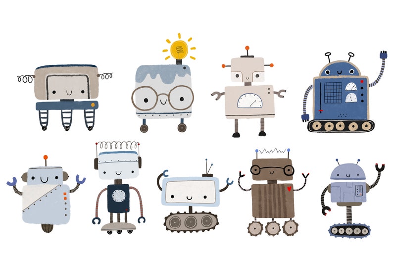Cartoon Robots. Robot Png Boy Clipart Sublimation Digital - Etsy