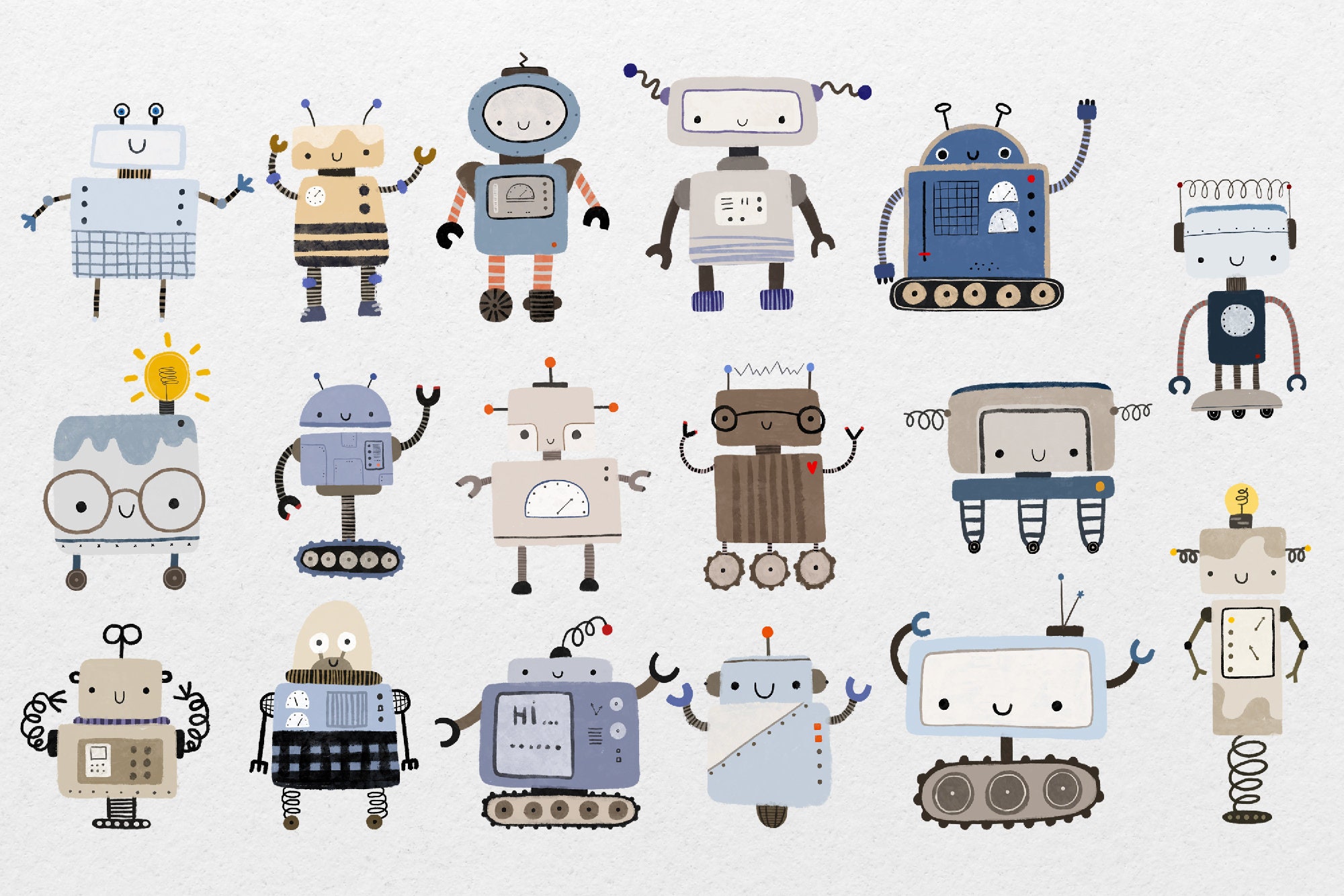 Cartoon Robots. Robot Png Boy Clipart Sublimation Digital - Etsy Canada