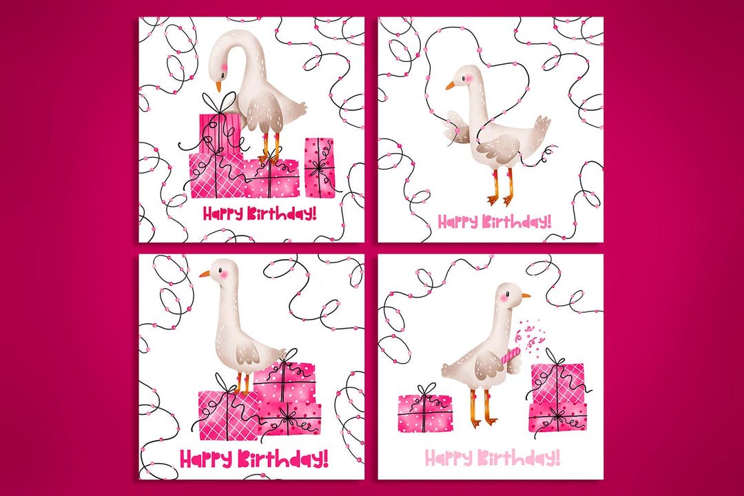 Goose Birthday Card Silly Geese Party Happy Birthday. Newborn Baby ...