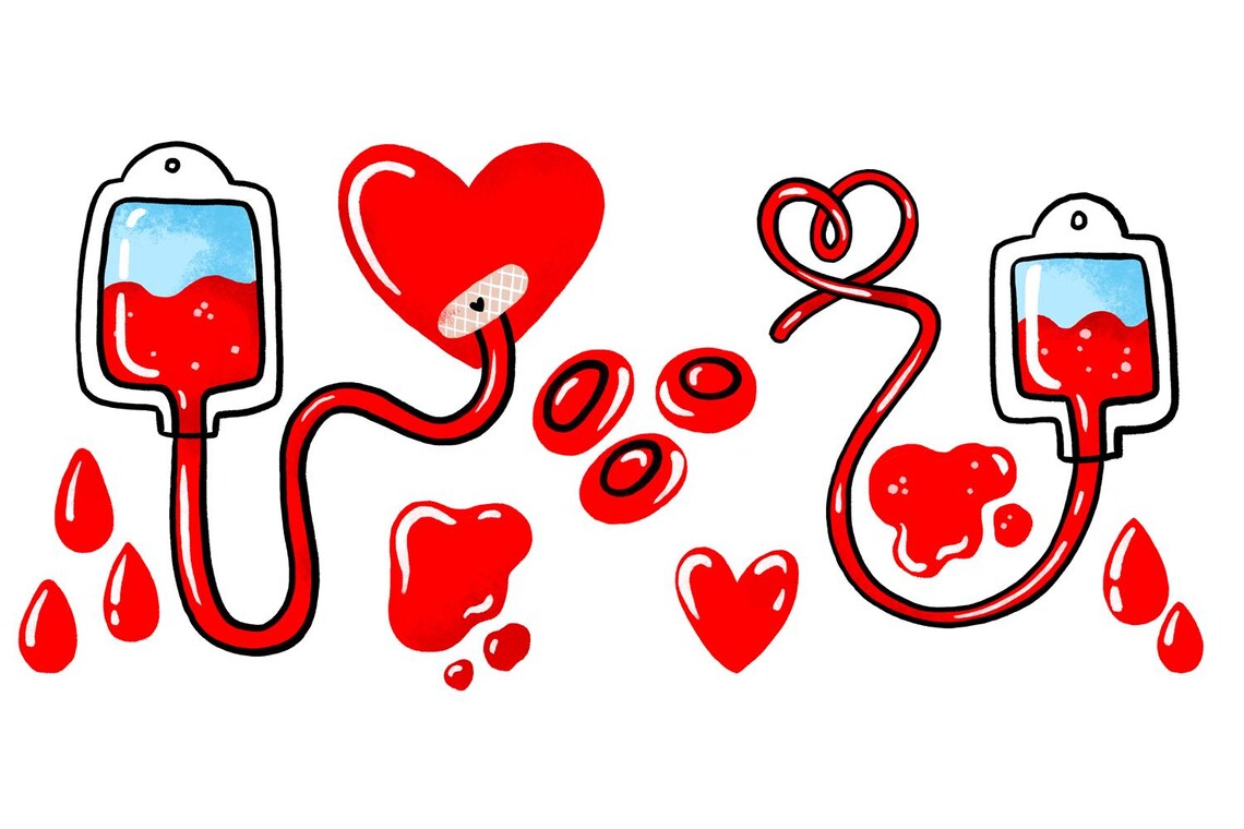 Blood Donation Clipart Set, Blood Donor Day Illustration, Medical ...