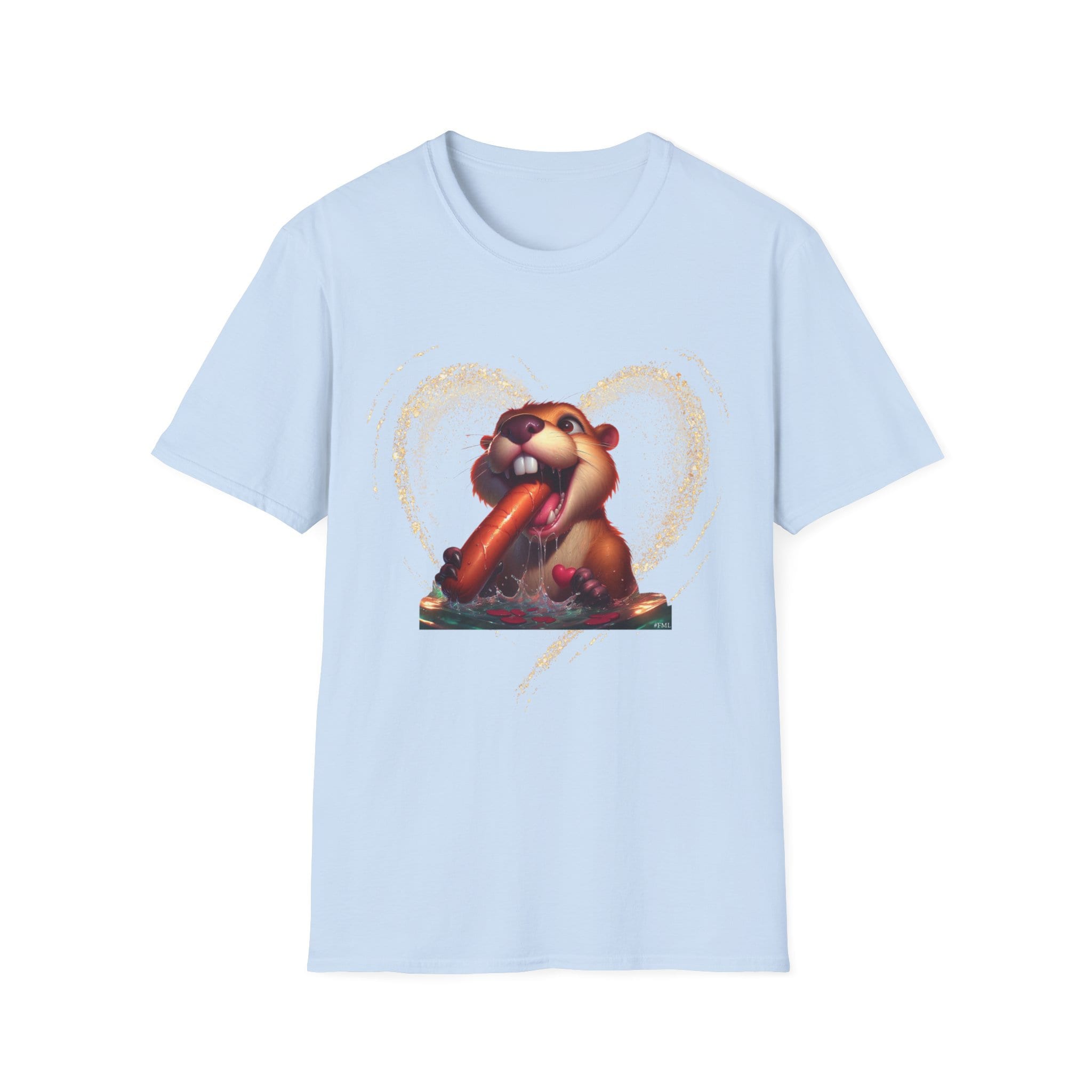 Cheeky Humour T-shirt: Hilarious Wet Beaver & Sausage Design in Gold ...