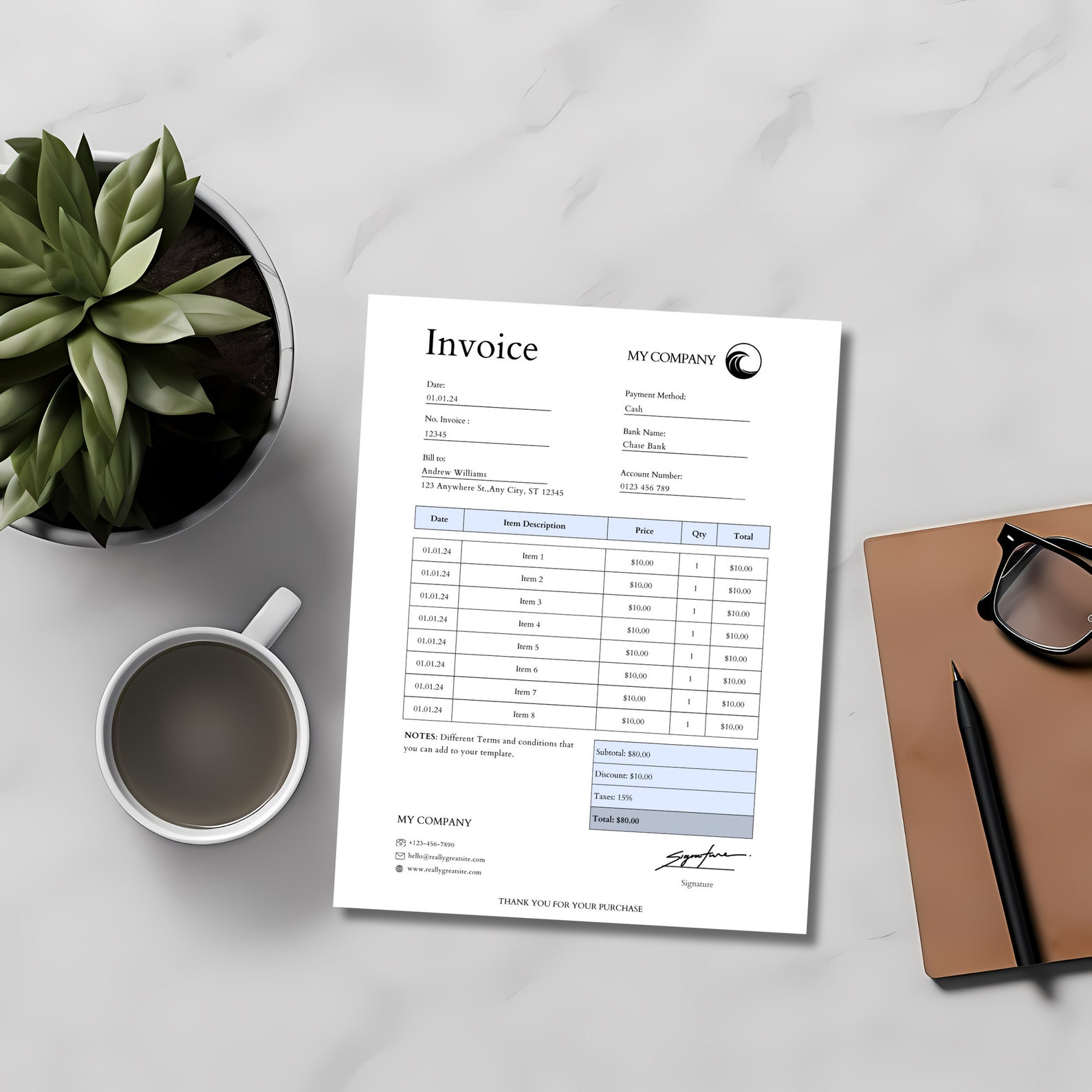 Invoice Template Word/pdf/canva Edit Business Invoice. Editable Invoice ...