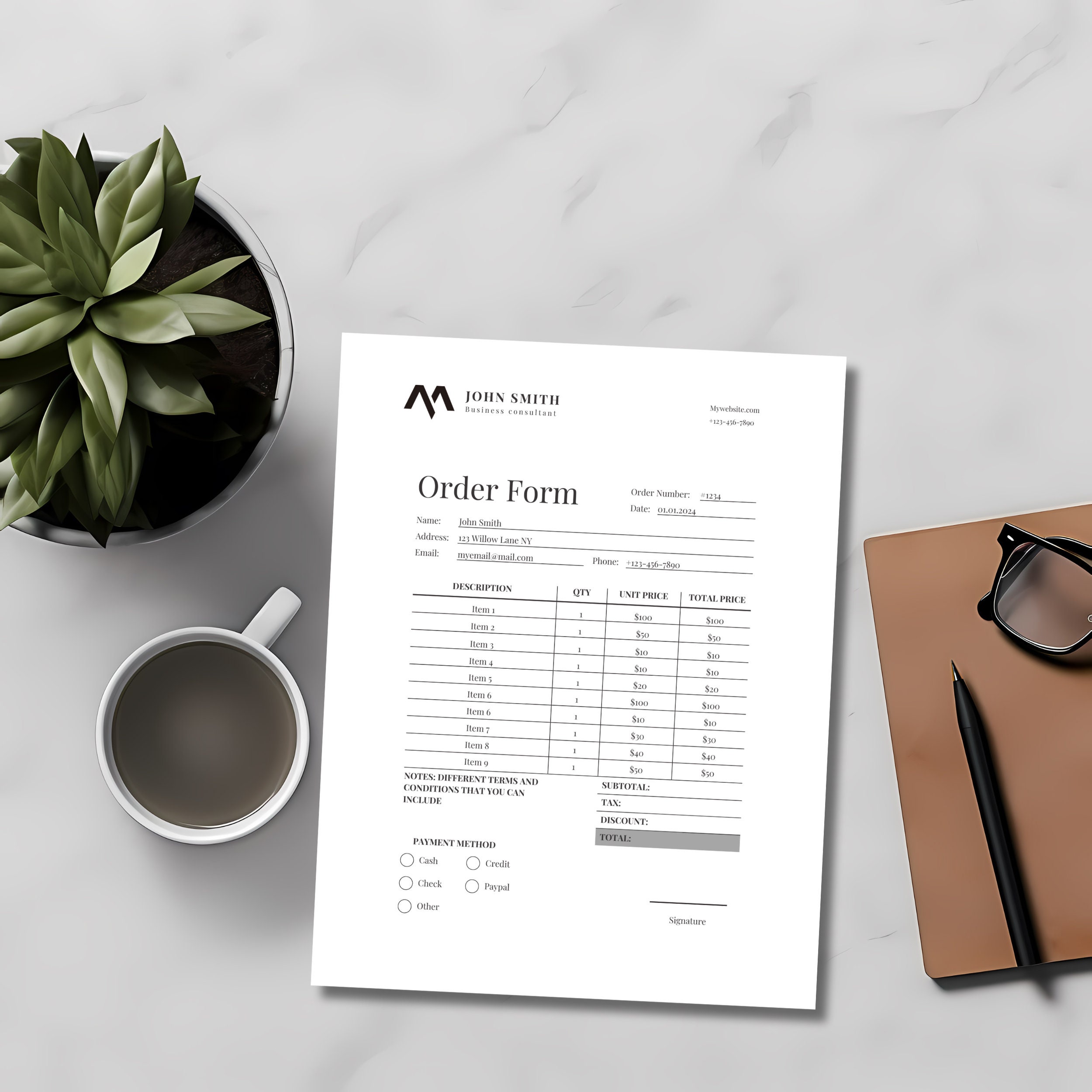 Order Form Template Pdf/word/canva Editable Order Form Template Order ...