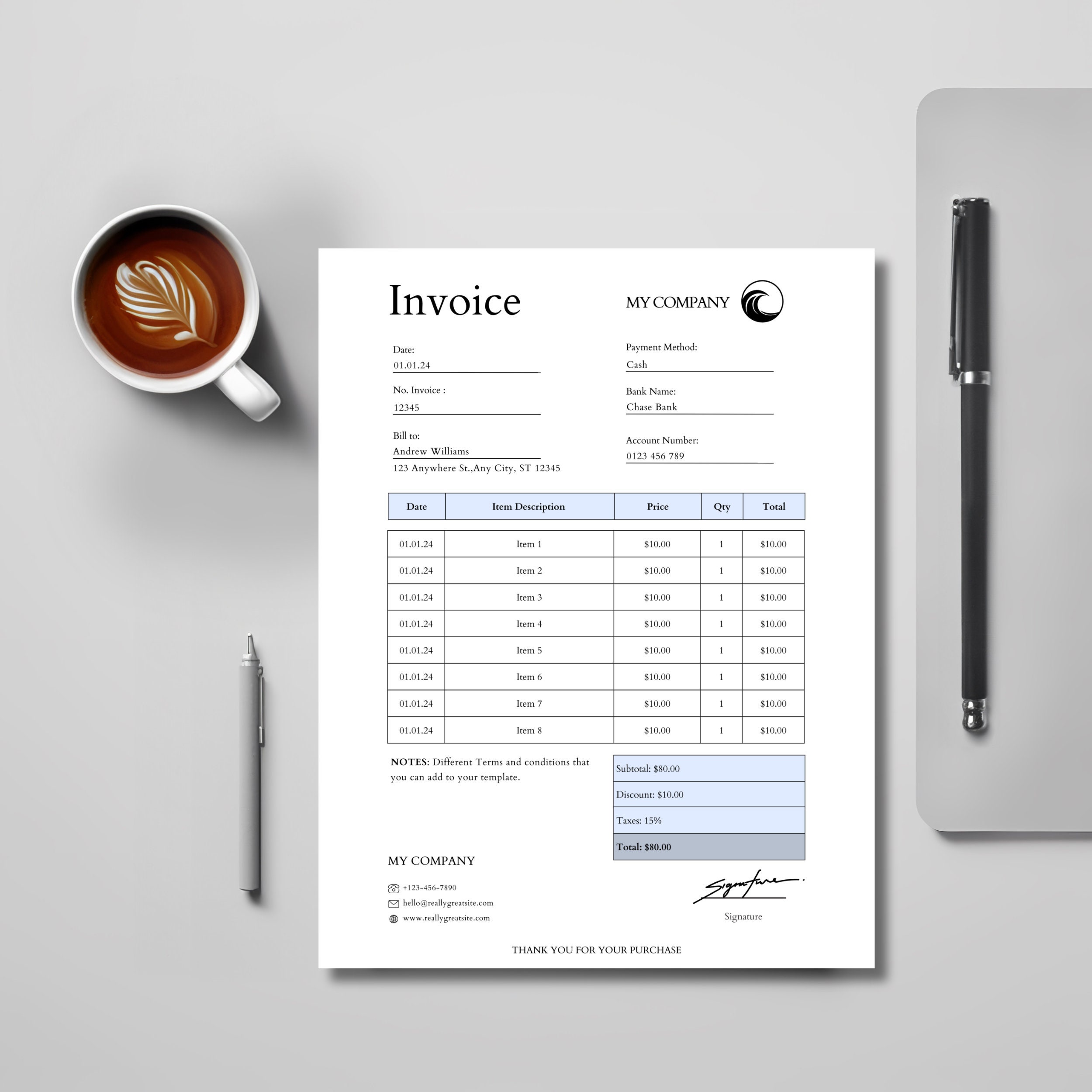 Invoice Template Word/pdf/canva Edit Business Invoice. Editable Invoice ...