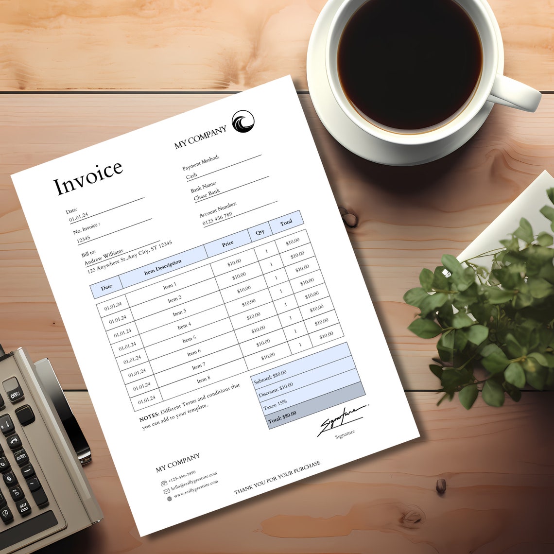 Invoice Template Word/pdf/canva Edit Business Invoice. Editable Invoice ...