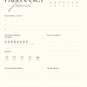 Printable Pregnancy Journal Kit, Bump to Baby Tracker PDF File for ...