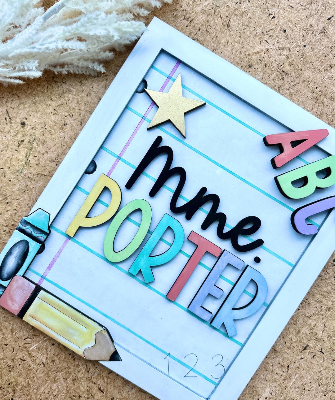 School Teacher Sign • Unique Design Painted Gift • Customized School ...