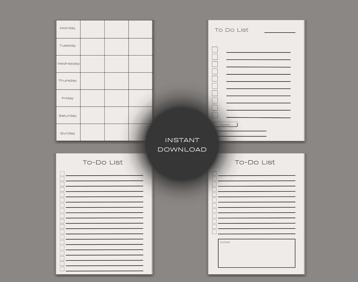 4 Minimal To-do Lists, Simple Checklists, Daily Lists, Chores ...