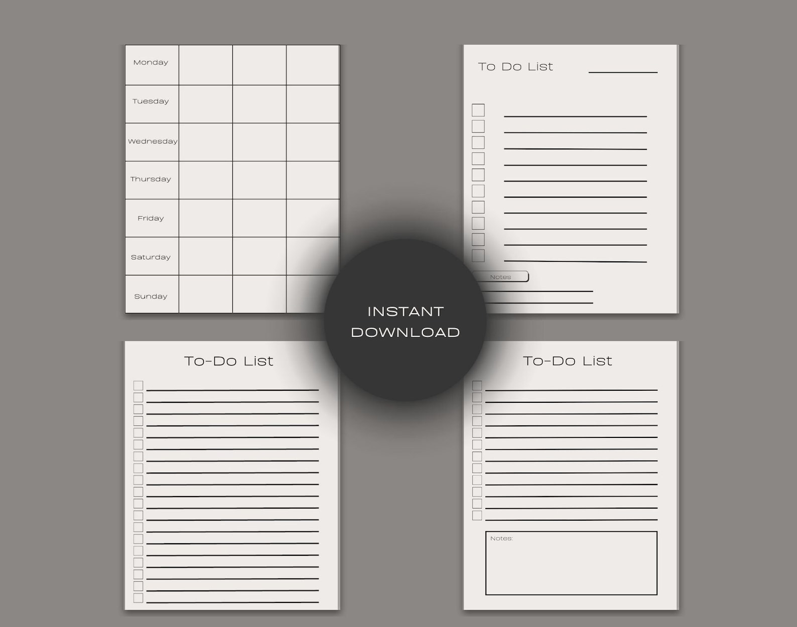 4 Minimal To-do Lists, Simple Checklists, Daily Lists, Chores ...