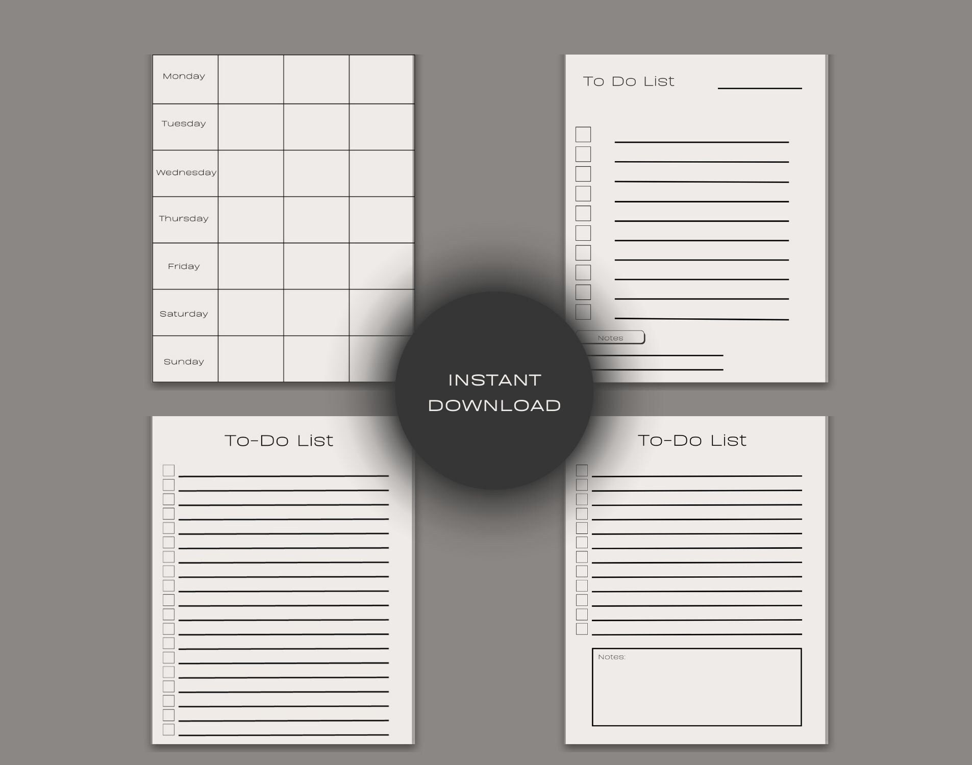4 Minimal To-do Lists, Simple Checklists, Daily Lists, Chores ...
