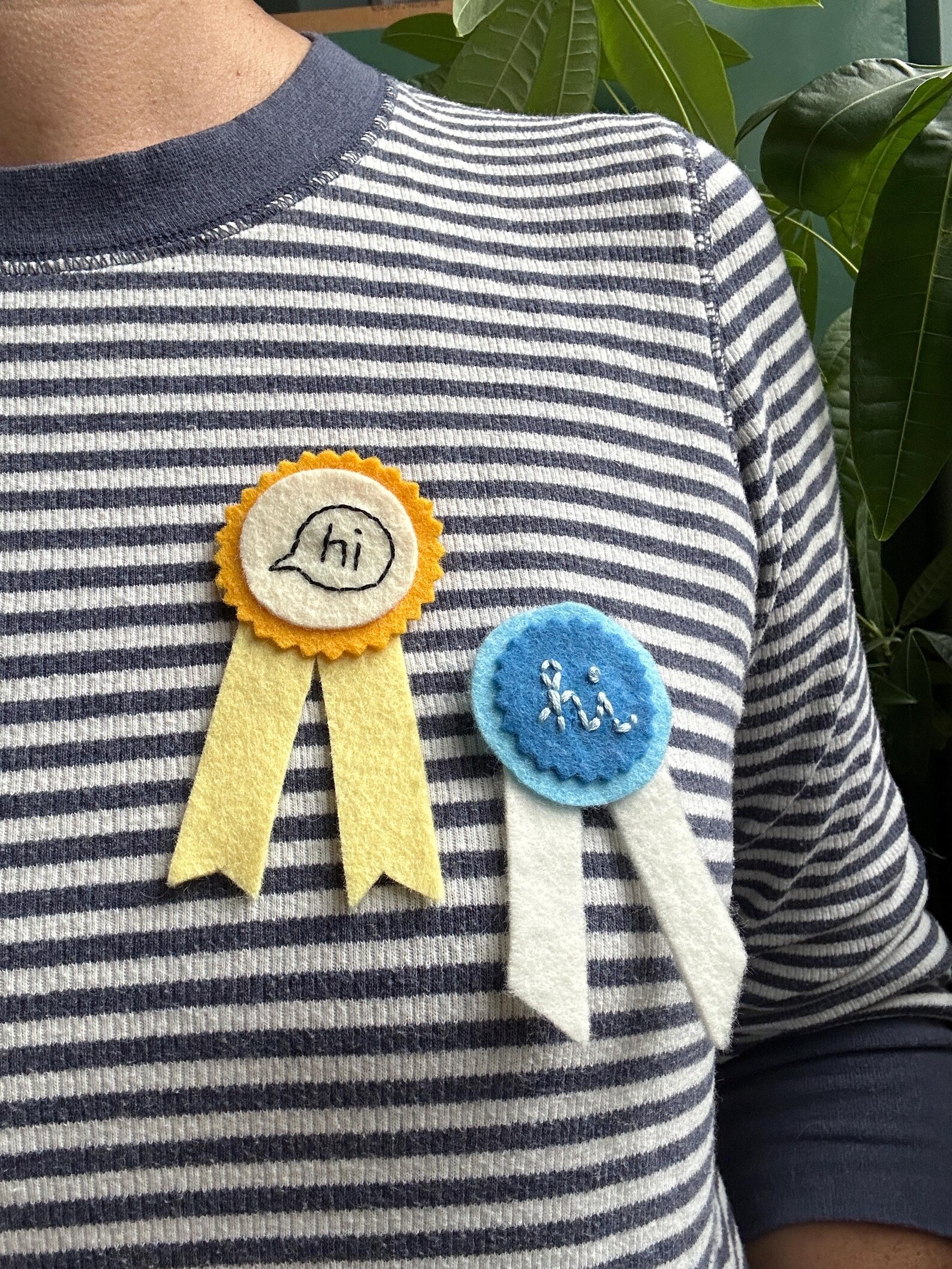 Handmade Embroidered Hi Felt Badge - Etsy