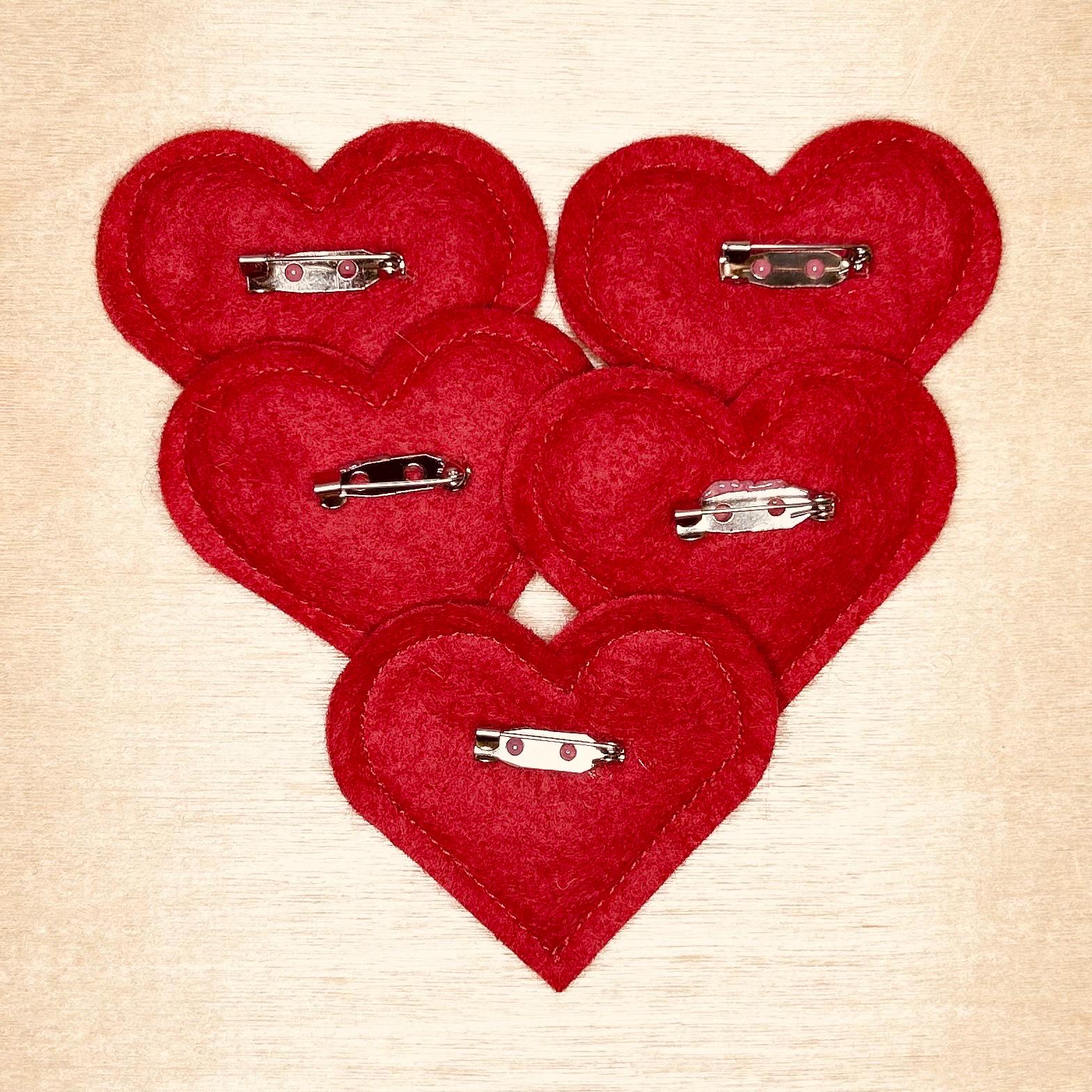 Five Pack of Handmade Heart Shaped Pins for Valentine's Day - Etsy