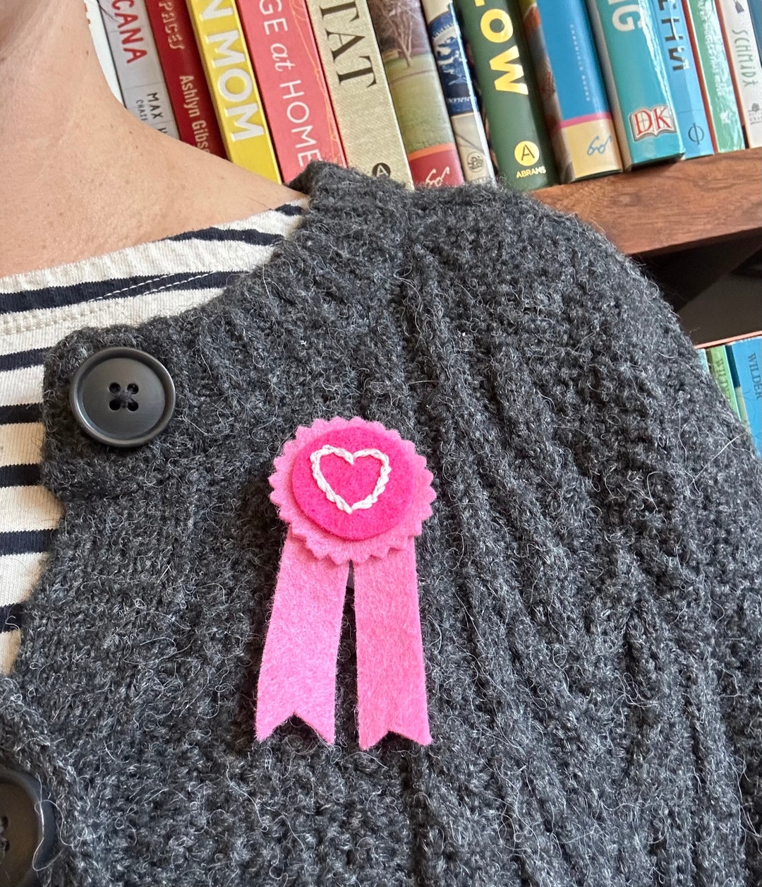 Handmade Embroidered Heart Felt Badge - Etsy