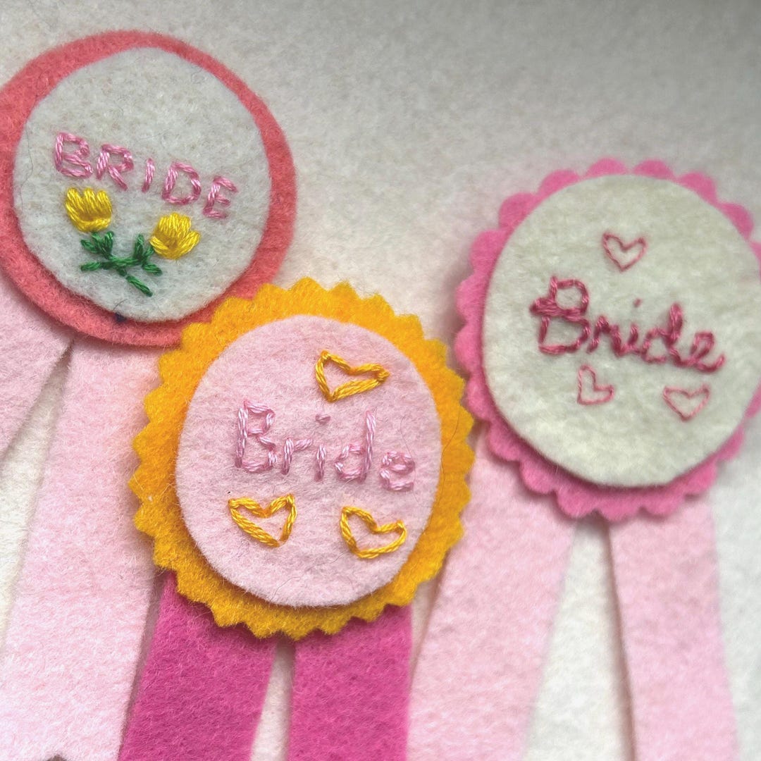 Handmade Embroidered Bride Felt Badge - Etsy