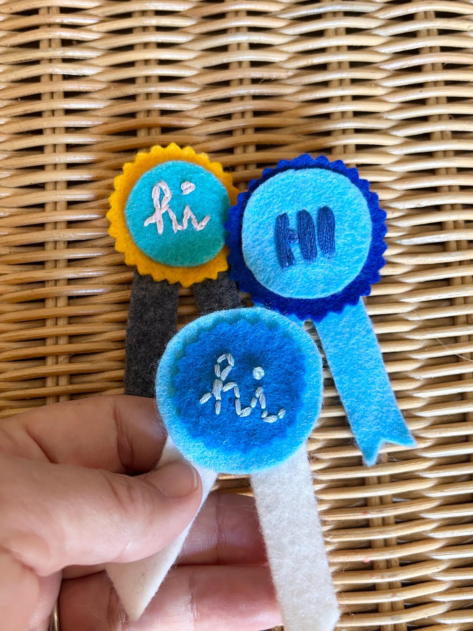 Handmade Embroidered Hi Felt Badge - Etsy
