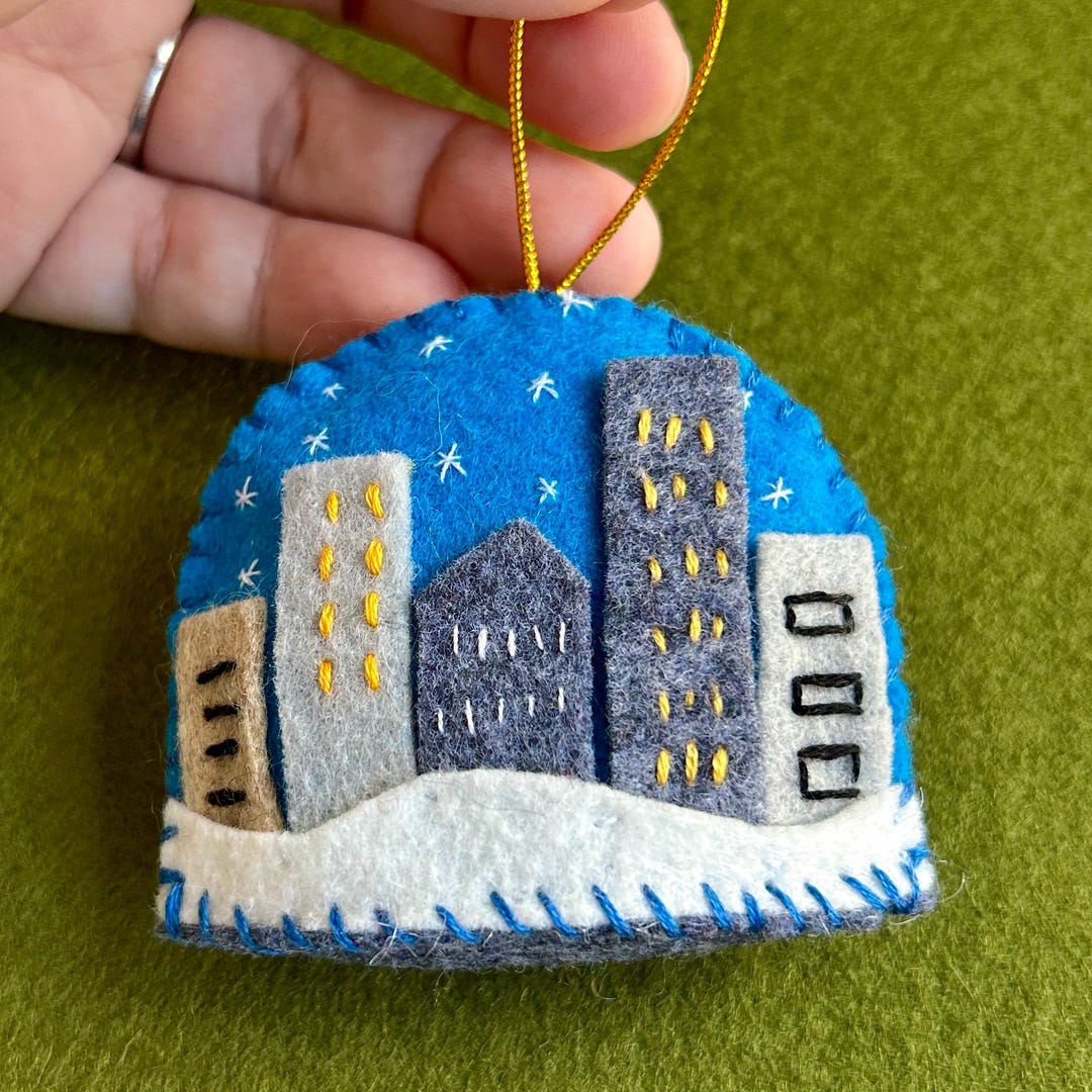 Handmade Felt City Snow Globe Ornament - Etsy