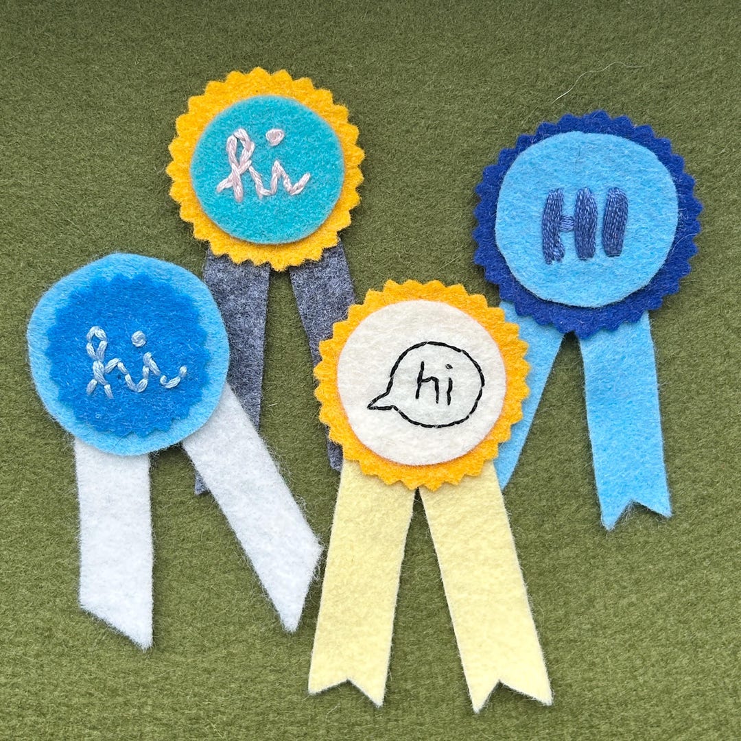 Handmade Embroidered Hi Felt Badge - Etsy