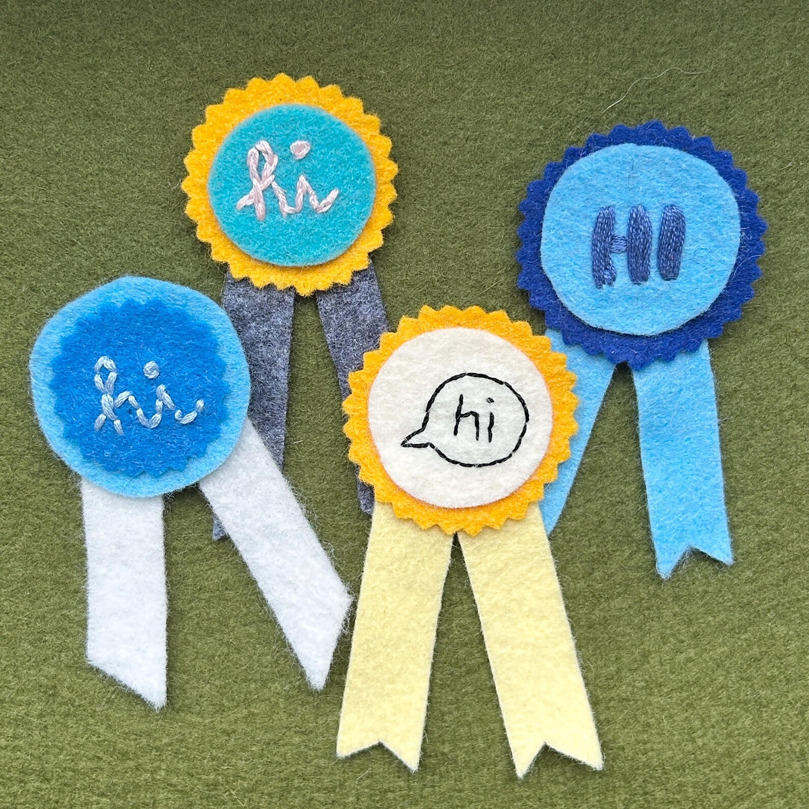 Handmade Embroidered Hi Felt Badge - Etsy